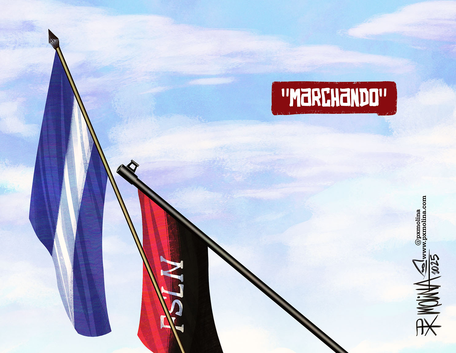 Caricatura del día | Banderas marchando en Nicaragua